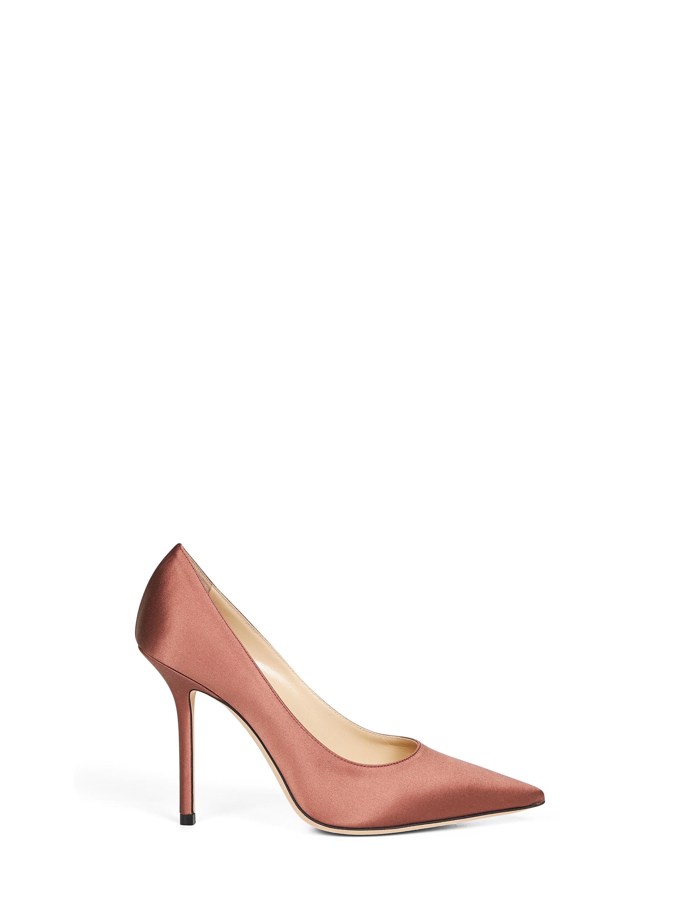 Cognac satin Love 100 pointed-toe pumps – Daniello.com
