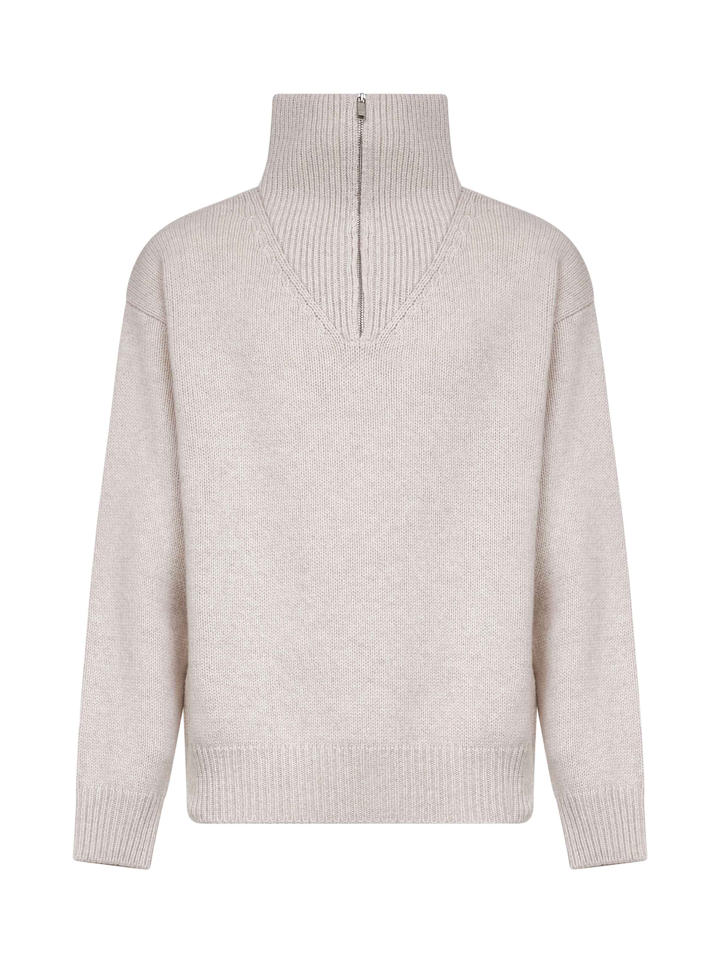 Cream wool blend half-zip sweater – Daniello.com