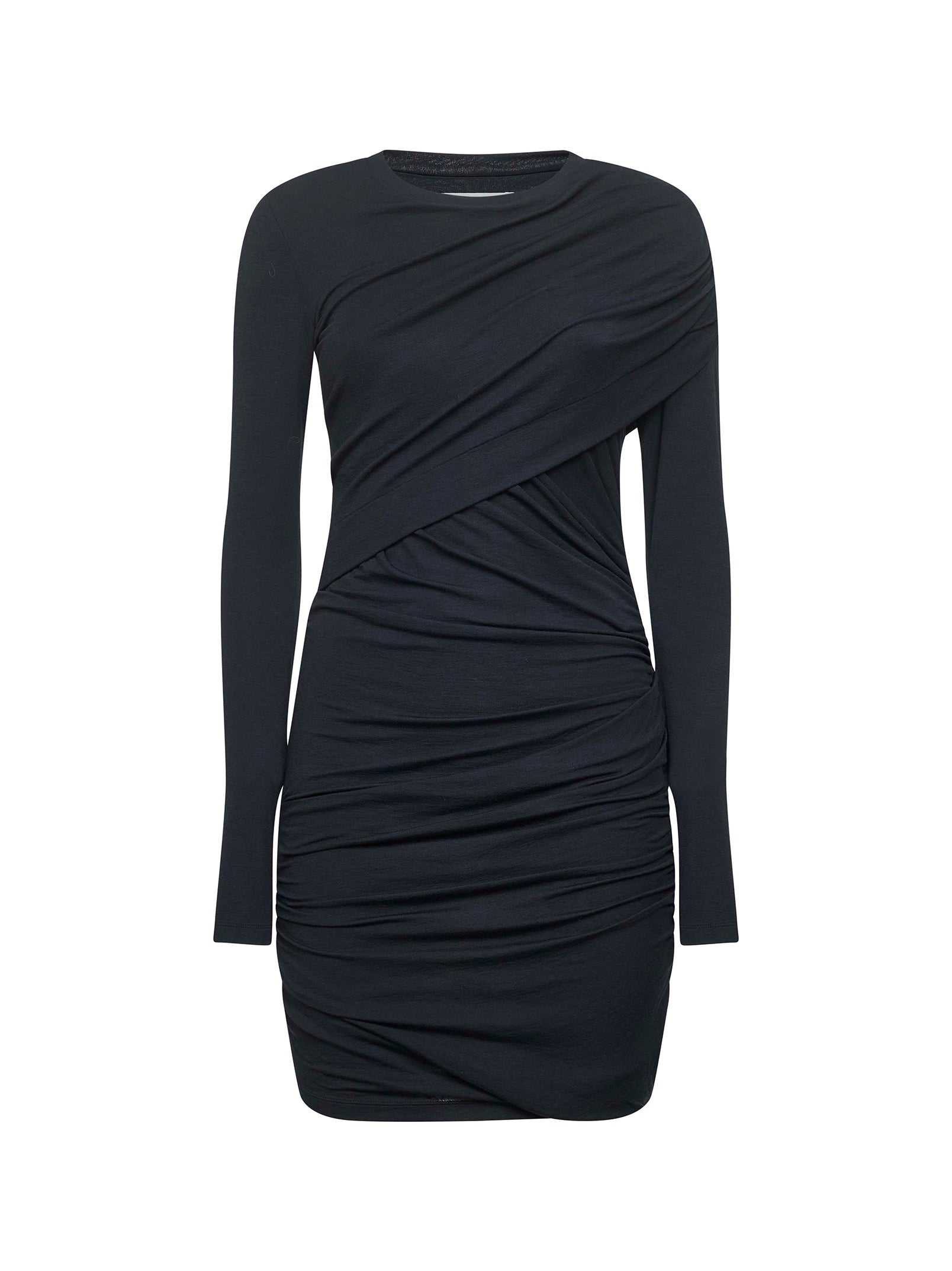 Black draped jersey Denise minidress – Daniello.com