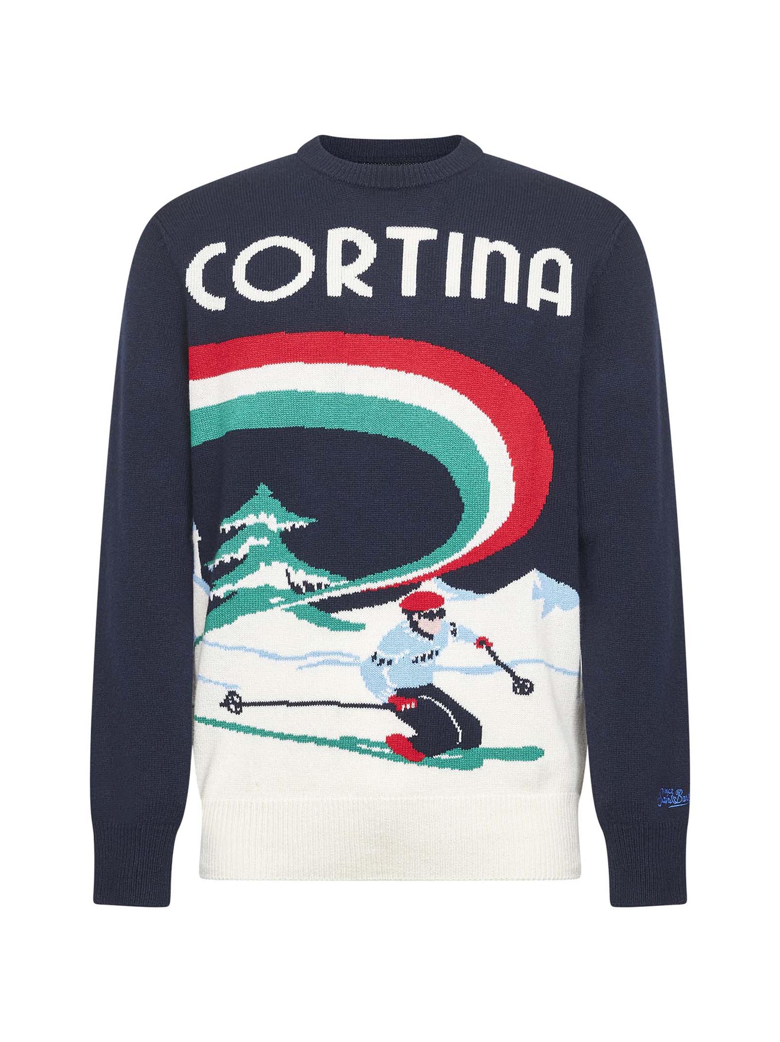 Blue wool blend jacquard postcard Heron sweater – Daniello.com
