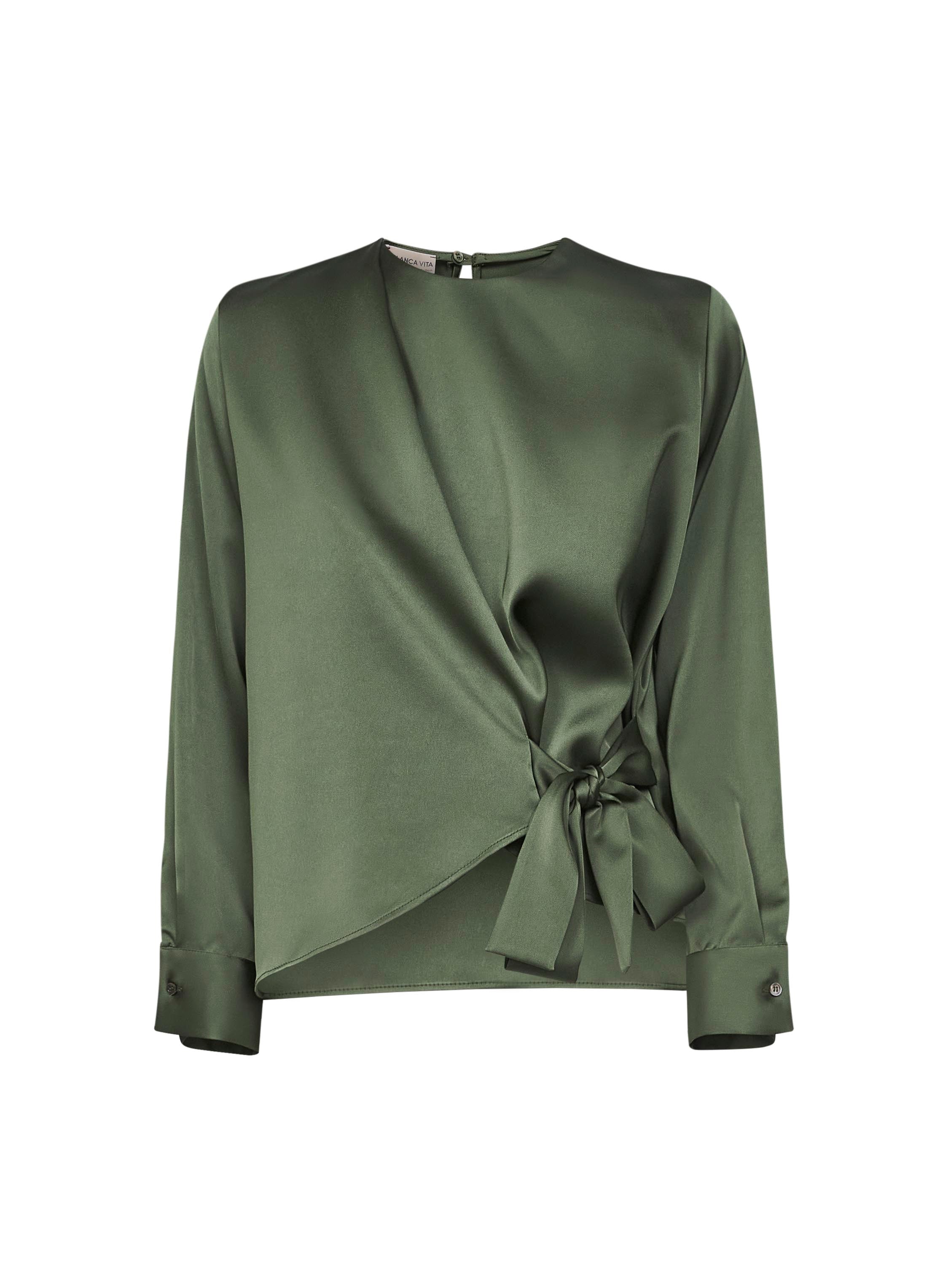 Green satin Cesta blouse – Daniello.com