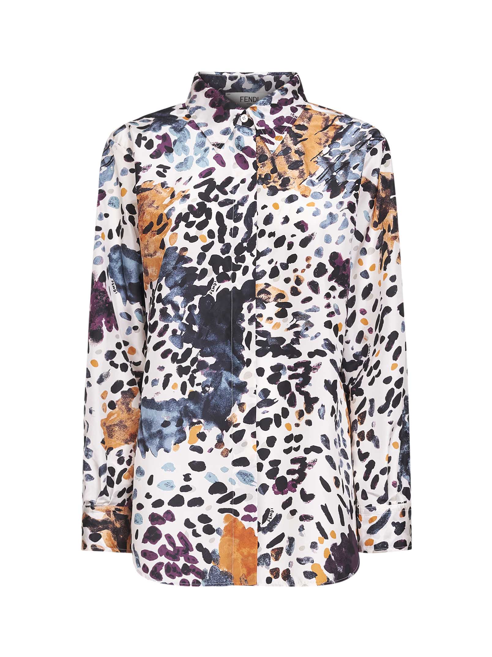Ivory printed silk taffeta shirt – Daniello.com